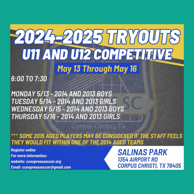 Click here for the U11 and U12 Makeup Tryout Dates